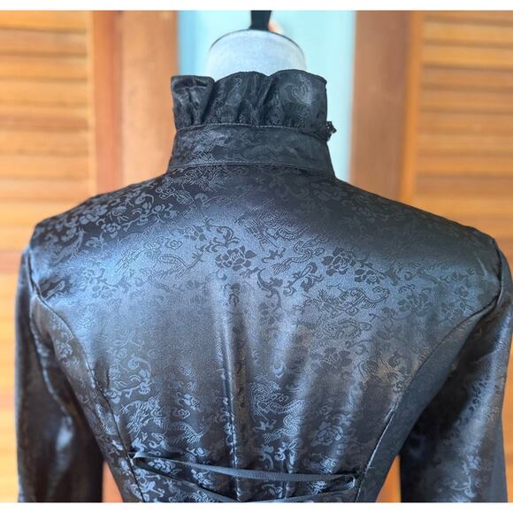 Tops | Gothic Victorian Aristocrat Visual Kei Black Brocade Small Jabot ...
